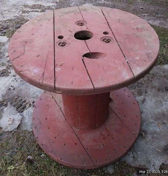 Wooden Wire Spool (21" H, 24" D) - Sherwood Auctions