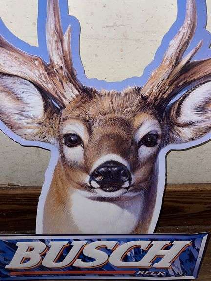Busch Lite 14 Point Buck Tin Sign 36”x28” - Sherwood Auctions