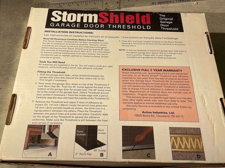 Storm Shield Garage Door Threshold - Sherwood Auctions