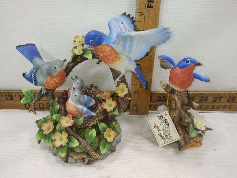 Lefton Hand Painted Bird Statue + Bird Nest Music Statue - Sherwood ...
