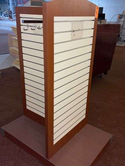Three Sided Display Unit on Wheels 61” tall, 29”x31” - Sherwood Auctions