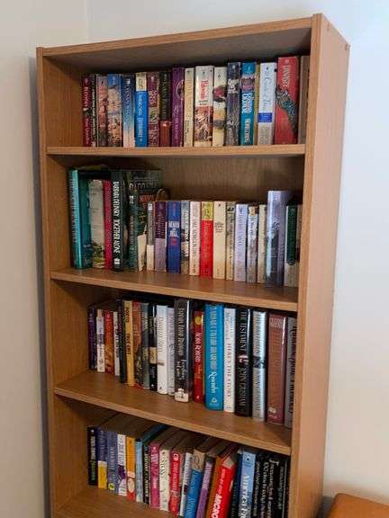 Tall Wood Bookshelf w/ Book Collection - Sherwood Auctions