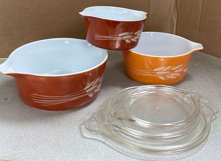 Pyrex Casserole Dishes Wheat Pattern - Sherwood Auctions