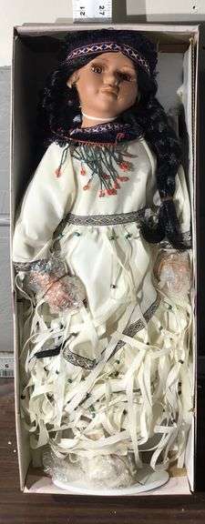 Crimson Collection Native American Indian Girl Porcelain Doll Still in ...