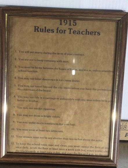 Antique School Rules, Frames - Sherwood Auctions