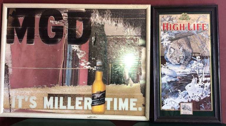 MGD Mirror 33” x 25.5” and Miller High Life Mirror 14”x 25” - Sherwood ...