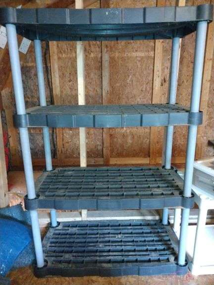 Rubbermaid Plastic Shelving Unit 56" H, 35" L, 18" - Sherwood Auctions