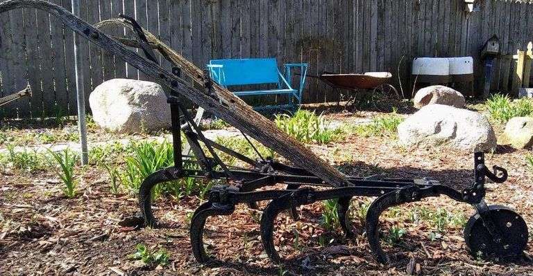 Primitive 6-Tine Harrow w/ Wooden Handles 32" x 60" x 26" - Sherwood ...