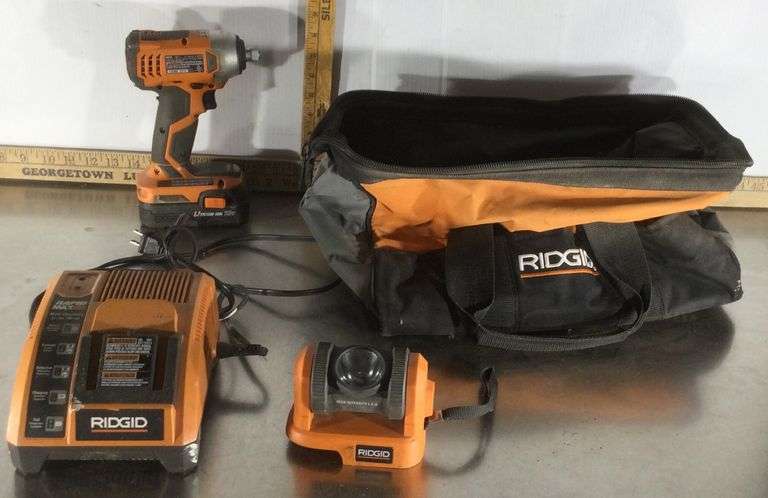 Ridgid Power Tools and Tool Bag, Plug In Tools - Sherwood Auctions