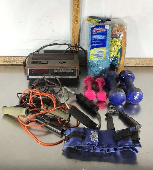 General Electric Radio, Jump Ropes, Quickie Sponge, Dumbbells ...