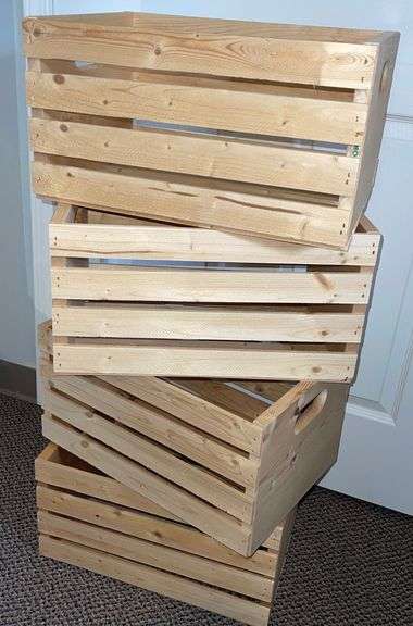 Four Wooden Crates 9”x18”x12” - Sherwood Auctions