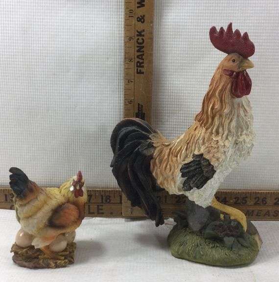 Rooster and Chicken Statues - Sherwood Auctions