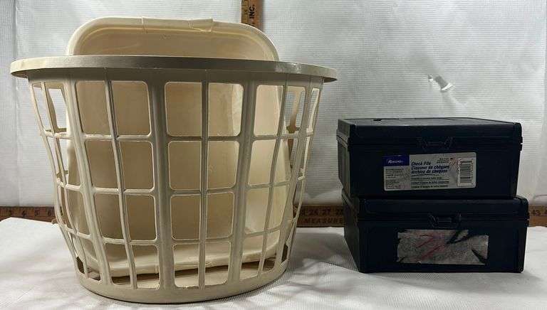 Check File Boxes, Laundry Baskets & Small Plastic Tubs - Sherwood Auctions