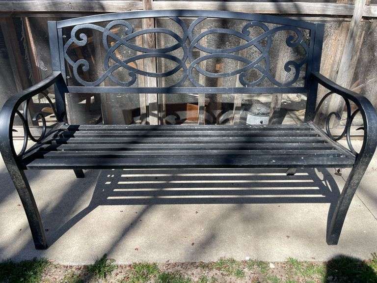 Black Metal Bench 36" T, 50" L & 23" D - Sherwood Auctions