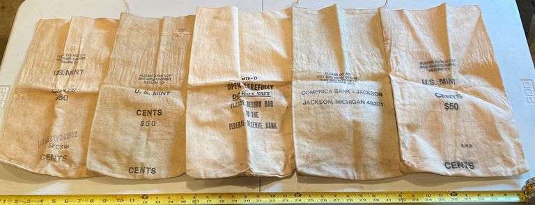 5 Canvas Coin Bags - Sherwood Auctions