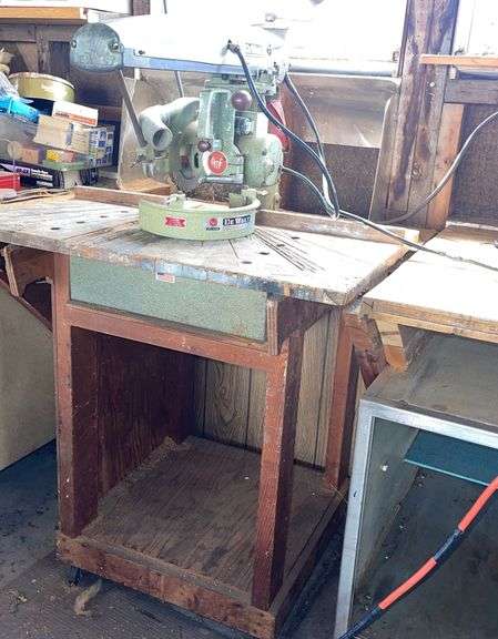 DeWalt Radial Arm Saw on Moveable Handbuilt Stand - Sherwood Auctions