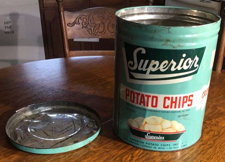 Superior Potato Chips Advertising Tin - Sherwood Auctions