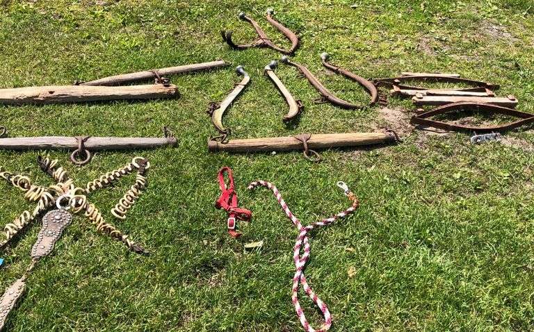 Vintage Harness Hames, 8 Yokes, Springs for Horse Drawn Wagons, Breast ...