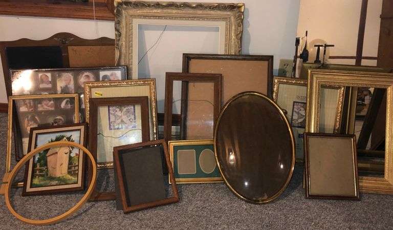 Vintage Curved Glass Oval Frame Plus Mirror And Nice Assortment Of Picture Frames Many Sizes