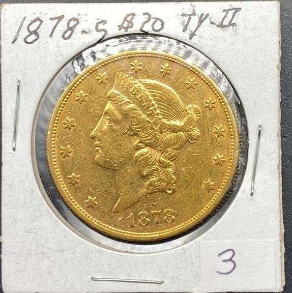 1878 S Coronet Head Gold $20 Double Eagle - Sherwood Auctions