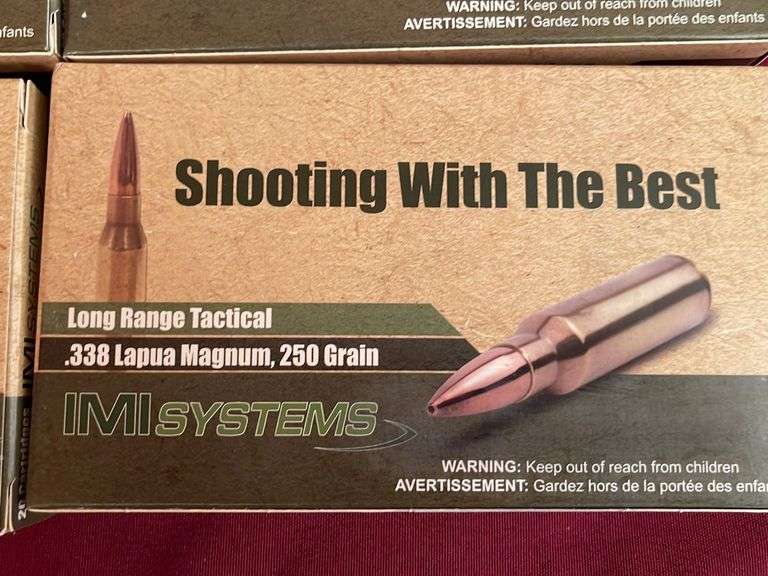 Four New Boxes of 20 Each- IMI Systems .338 Lapua Magnum, 250 grain ...