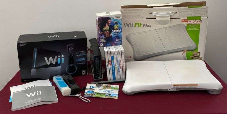 Wii System w/ Two Remotes & Nine Games + Wii Fit Plus Board - Sherwood ...
