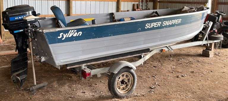 Sylvan 14 Foot Super Snapper Fishing Boat & Trailer w/ Mercury 7.5 HP ...