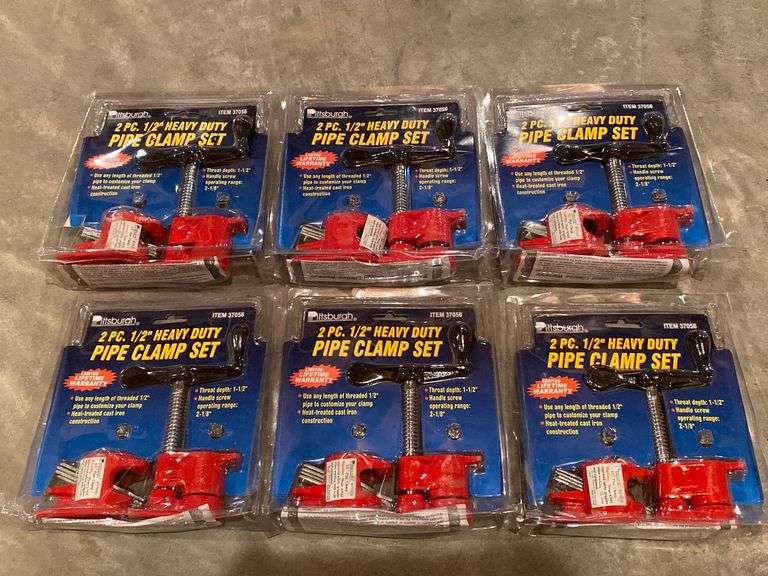 Six Pittsburgh 2 Pc. 1/2” Heavy Duty Pipe Clamp Sets (Brand New ...