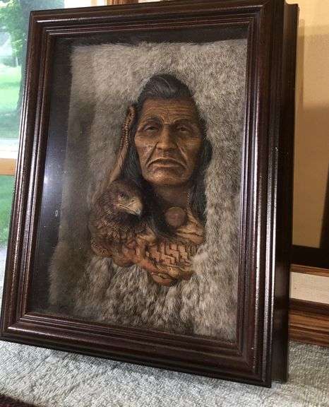 Native American Figurine in a Display Case + Picture Frames - Sherwood ...