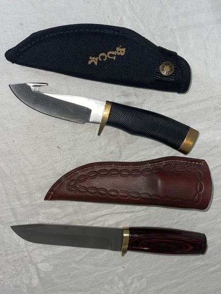 Buck Pro-Line Knife in Sheath & Knife w/ Beautiful Grain Handle in ...