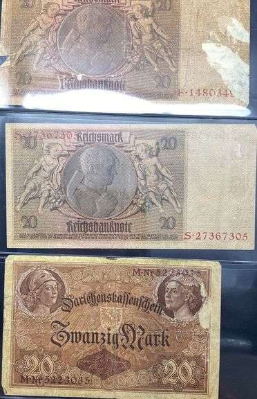 3 German 20 Mark Banknotes - Sherwood Auctions