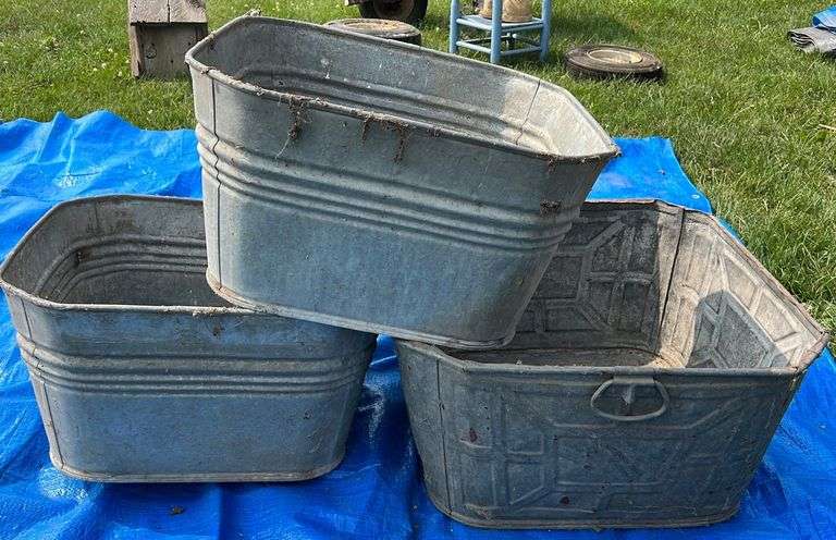 Three Galvanized Wash Tubs - Sherwood Auctions