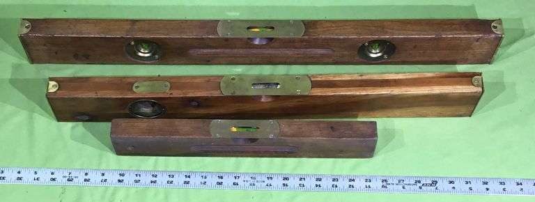 3Pc Antique Wood Levels - Sherwood Auctions