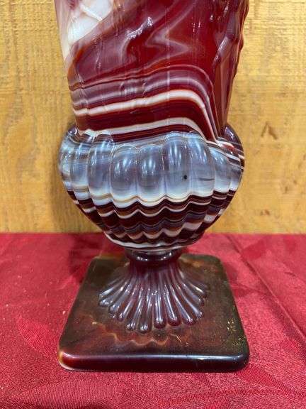 Imperial Glass Ruby Red Slag Glass Dancing Nymphs Vase - Sherwood Auctions