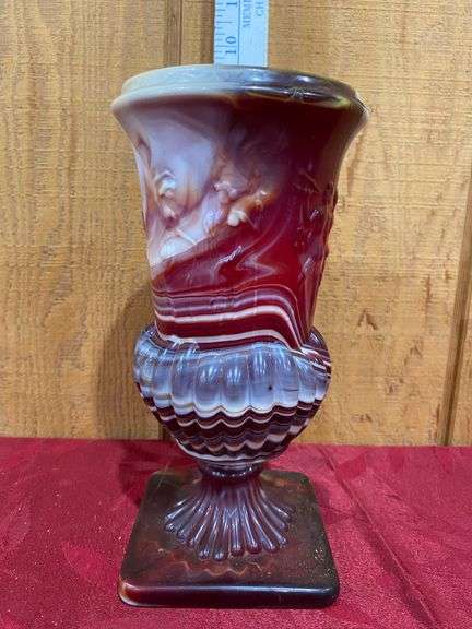 Imperial Glass Ruby Red Slag Glass Dancing Nymphs Vase - Sherwood Auctions