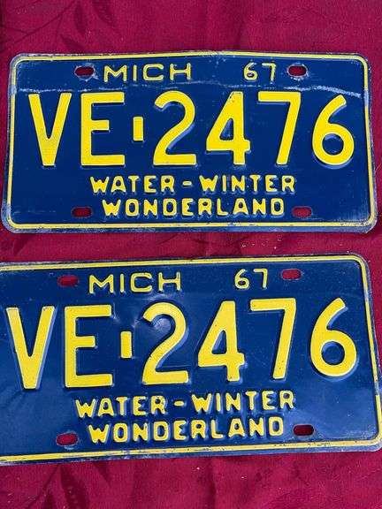 1967 Michigan License Plates- Some w/ Expiration Dates - Sherwood Auctions