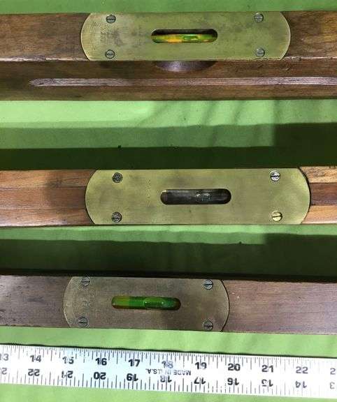 3Pc Antique Wood Levels - Sherwood Auctions