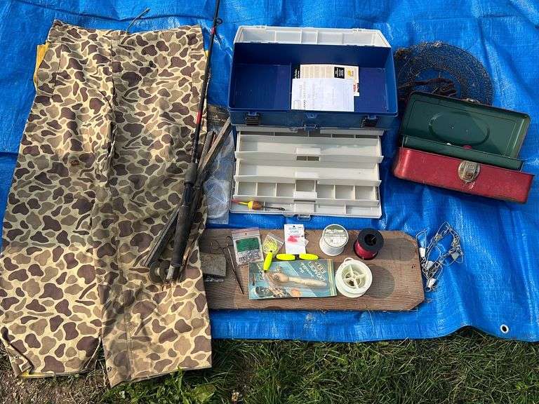 Camo Pants, Plano Tackle Box, Steel Red Tackle Box + Assorted Tackle ...