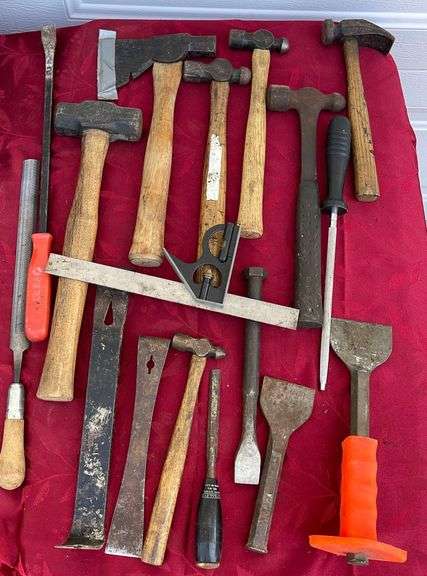 Hammers, Axe, File, Hammer Wedges, Pry Bars & Level - Sherwood Auctions