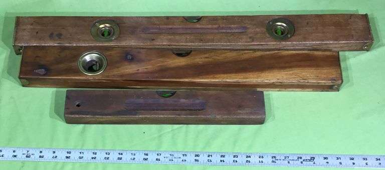 3Pc Antique Wood Levels - Sherwood Auctions