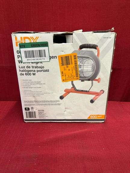 HDX 600 Watt Portable Halogen Work Light, Husky 5000 Lumen LED Work ...