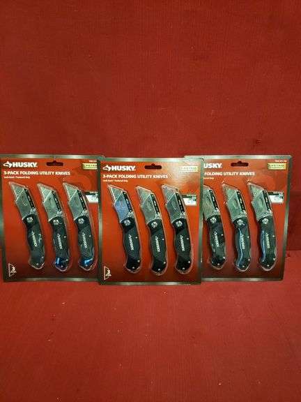 3pc Husky 3-Pack Folding Utility Knives - Sierra Auction Management Inc