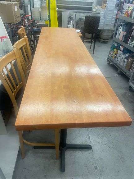 8ft Bar Height Table w/ Stools. Table 8ft x 25" x 42"H w/ 3 Stools ...