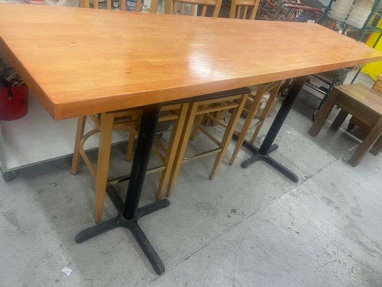 8ft Bar Height Table w/ Stools. Table 8ft x 25" x 42"H w/ 3 Stools ...