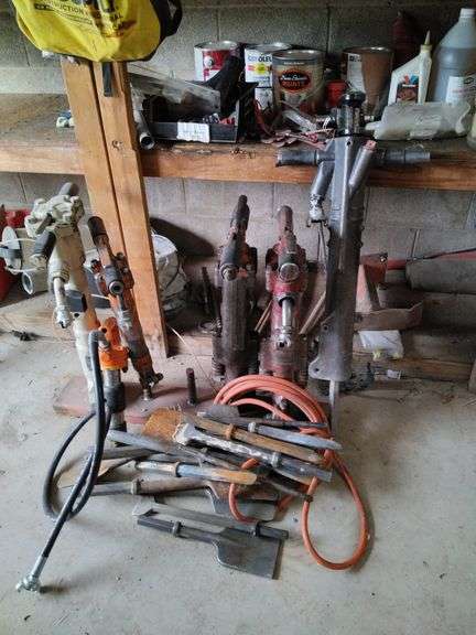 (6 Qty) Hydraulic Jack Hammers With Custom Stand - Sierra Auction ...