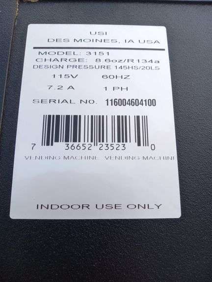 USI 3151 Vending Machine - Sierra Auction Management Inc