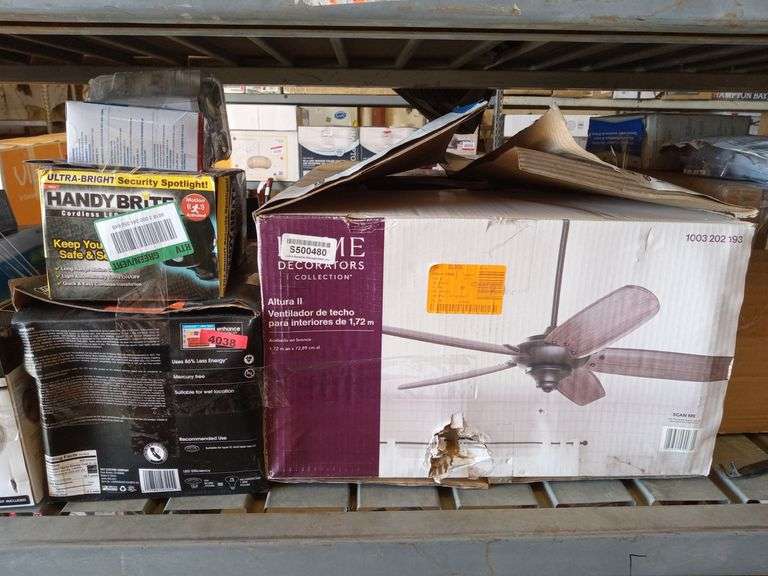 (1 Qty) Altura 68in Indoor Ceiling Fan (1 Qty) Defiant Montion Security Light (1 Qty) Electronic ...