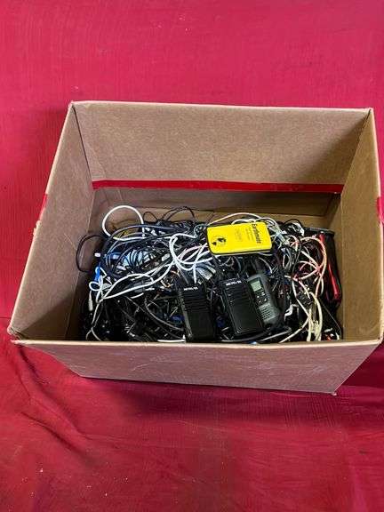 Box with Assorted Electronics Including- Chargers, Cables, Rete V15 ...