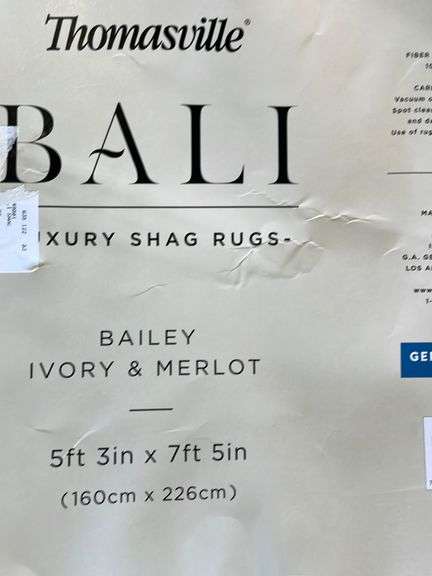 THOMASVILLE BALI LUXURY SHAG 5’3”x7’5” Area Rug-Bailey Ivory & Merlot ...