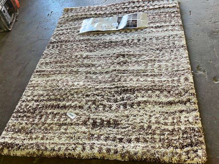 THOMASVILLE BALI LUXURY SHAG 5’3”x7’5” Area Rug-Bailey Ivory & Merlot ...